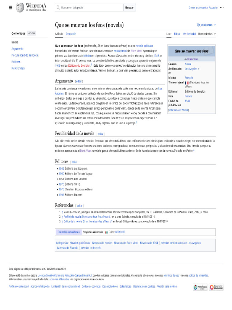 FireShot Capture 2265 - Que se mueran los feos (novela) - Wikipedia, la ...