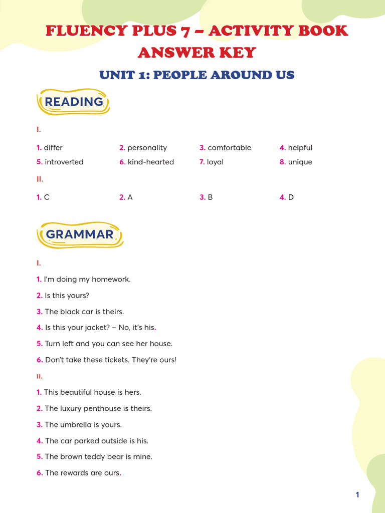 Fluency Plus 7 _ AB _ KEY | PDF | Transport | Car