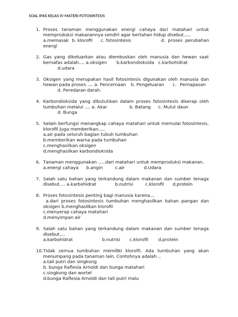 Proses Tanaman Menggunakan Energi Cahaya Dari Matahari Untuk ...