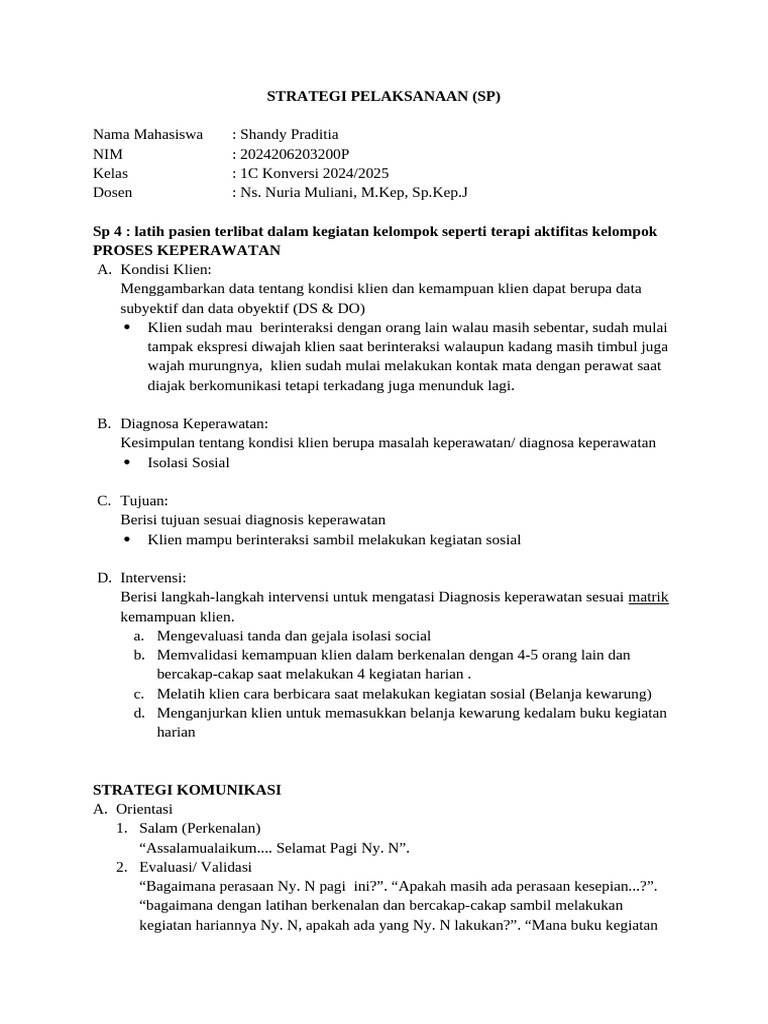 Strategi Pelaksanaan SP4 Isos | PDF | Pengembangan Diri