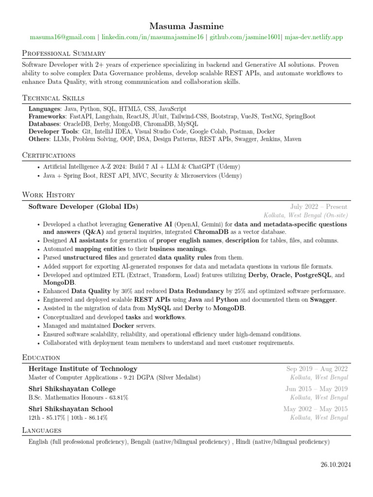 Software Engineer Resume | PDF | Databases | My Sql