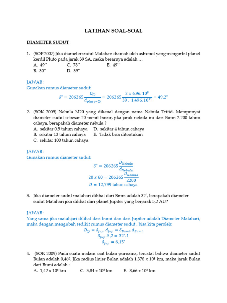 Jawaban Soal Astronomi Dasar | PDF