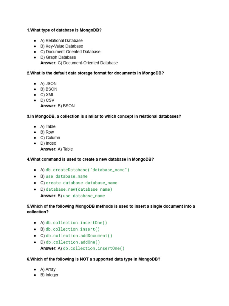VAC MCQ | PDF | Mongo Db | Database Index