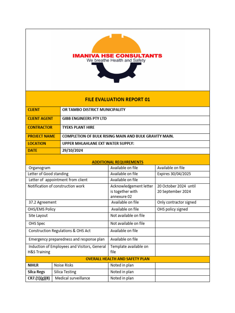 Tyeks File Evaluation Report | PDF | Concrete | Occupational Safety And ...