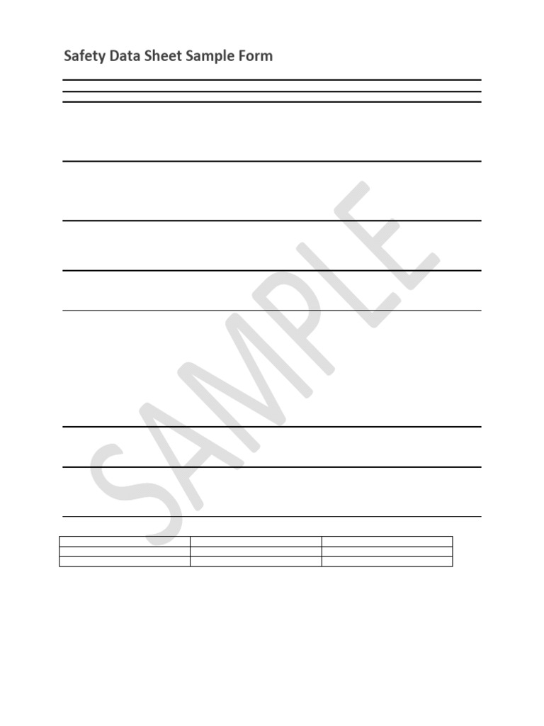 Safety Data Sheet Sample Form | PDF | Toxicity | Occupational Safety ...