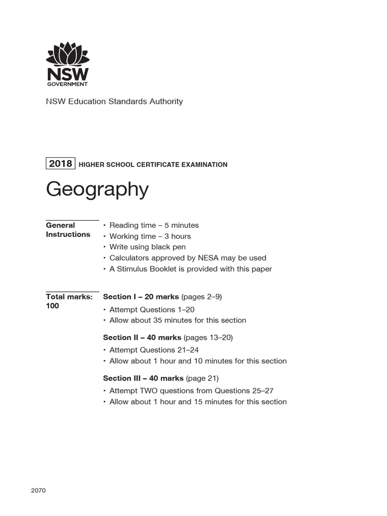 2018 HSC Geography | PDF | Earth Sciences | Natural Environment