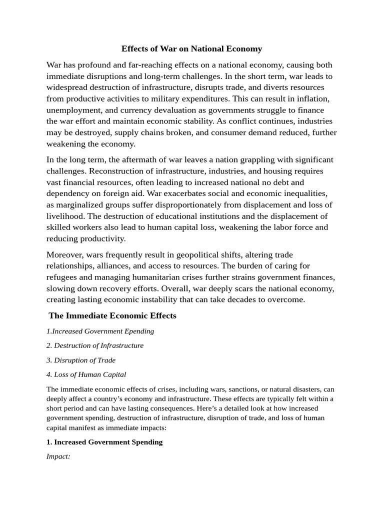 Economic Impact of War on Nations | PDF | Cost Of Living | Inflation