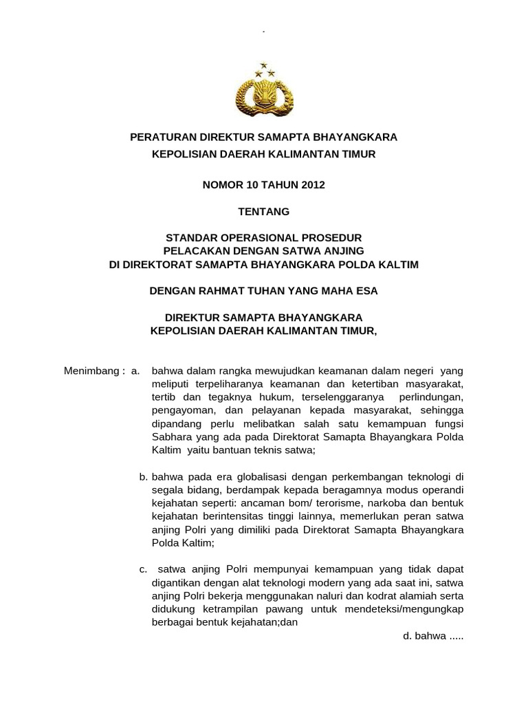 SOP Pelacakan Anjing Polda Kaltim | PDF