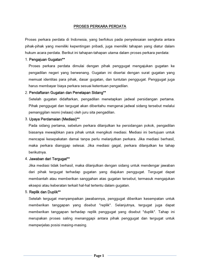 Proses Perkara - Perdata | PDF | Hukum