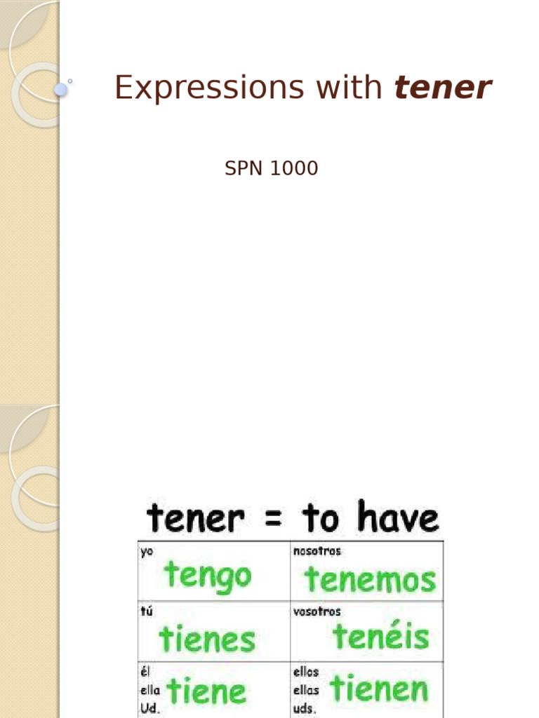 Expressions With Tener | PDF