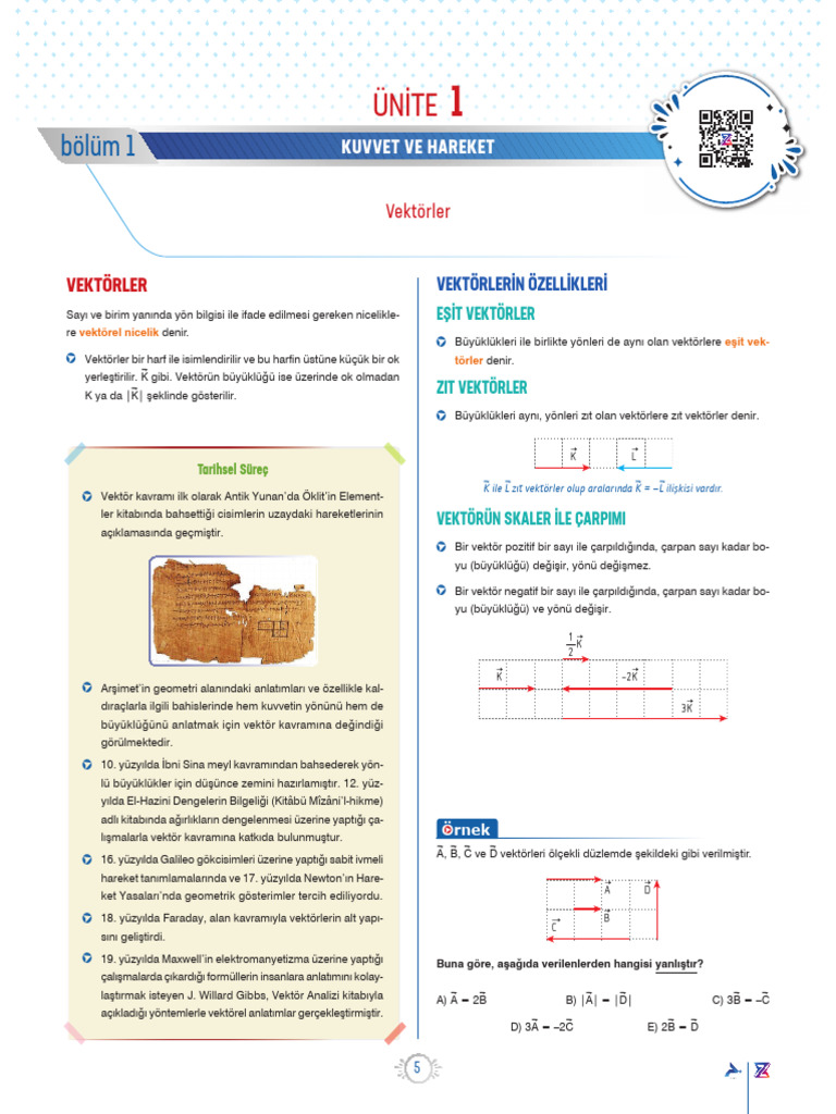 Vektörler Fizik Ayt Konu Yks 2025 | PDF