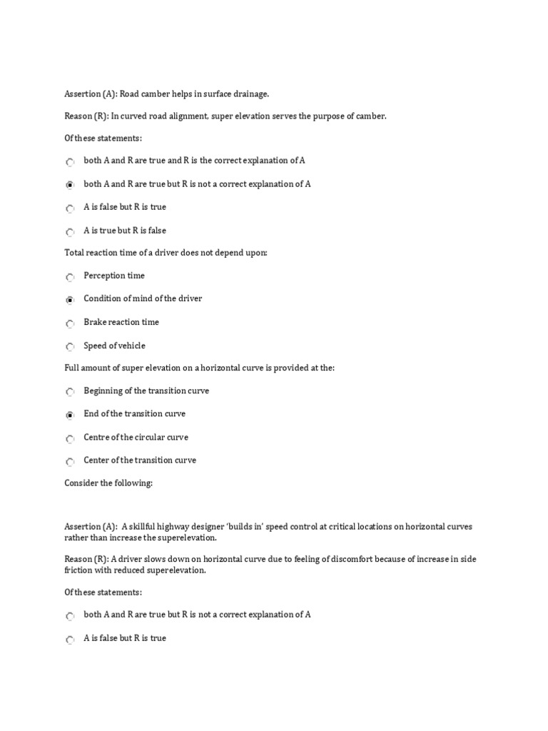 Quiz 2 Traffic and Highway Engineering | PDF