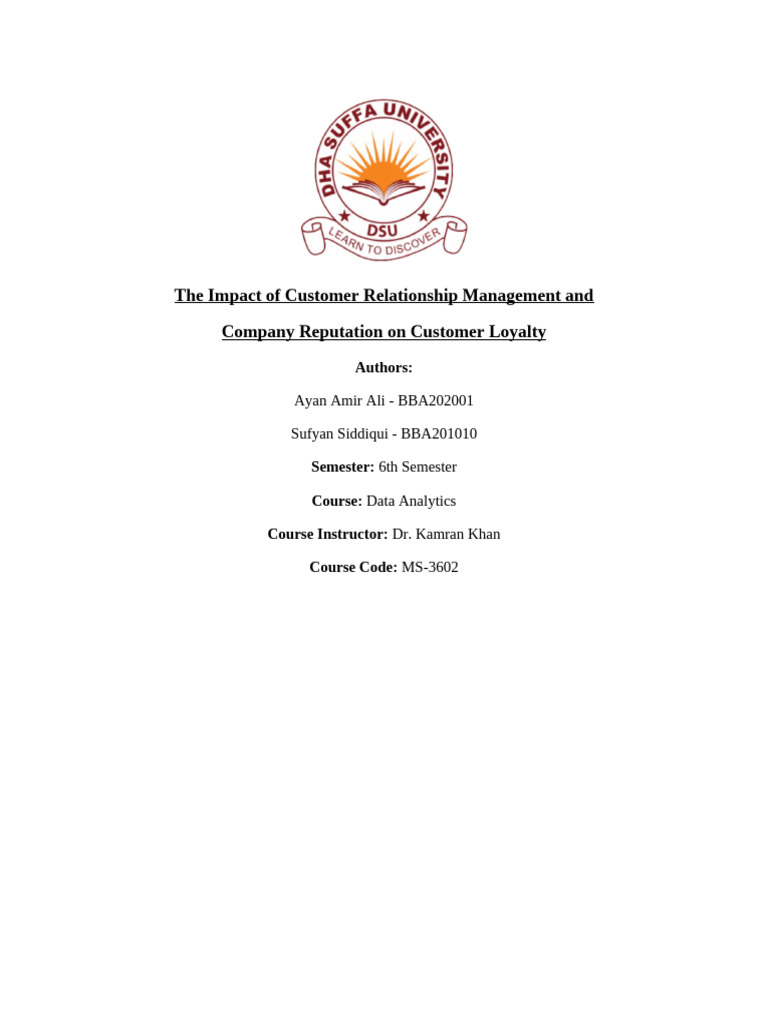 Research Paper by Ayan Ali & Sufiyan | PDF | Customer Relationship Management | Customer ...