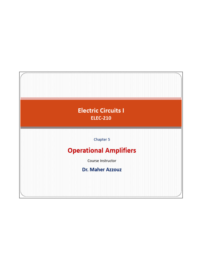 CH5 - Operational - Amplifiers EE210 Notes | PDF | Operational ...