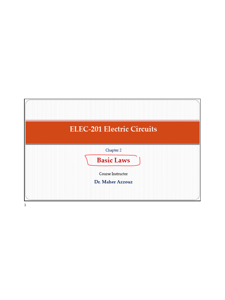 Ch2 Basic Laws Elec210 Notes Pdf Electrical Resistance And