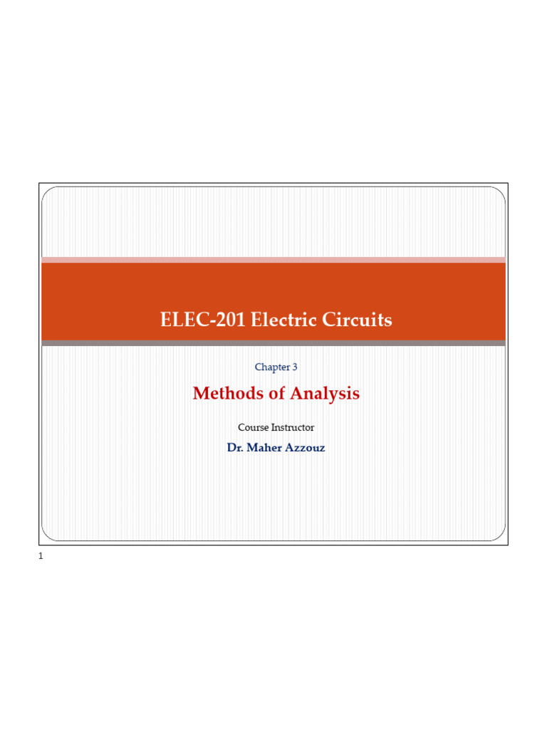 CH3 - Methods - of - Analysis EE210 Notes | PDF | Electrical Network ...