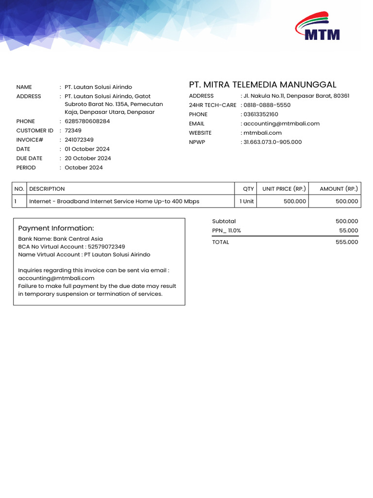 Invoice Oct 2024 | PDF