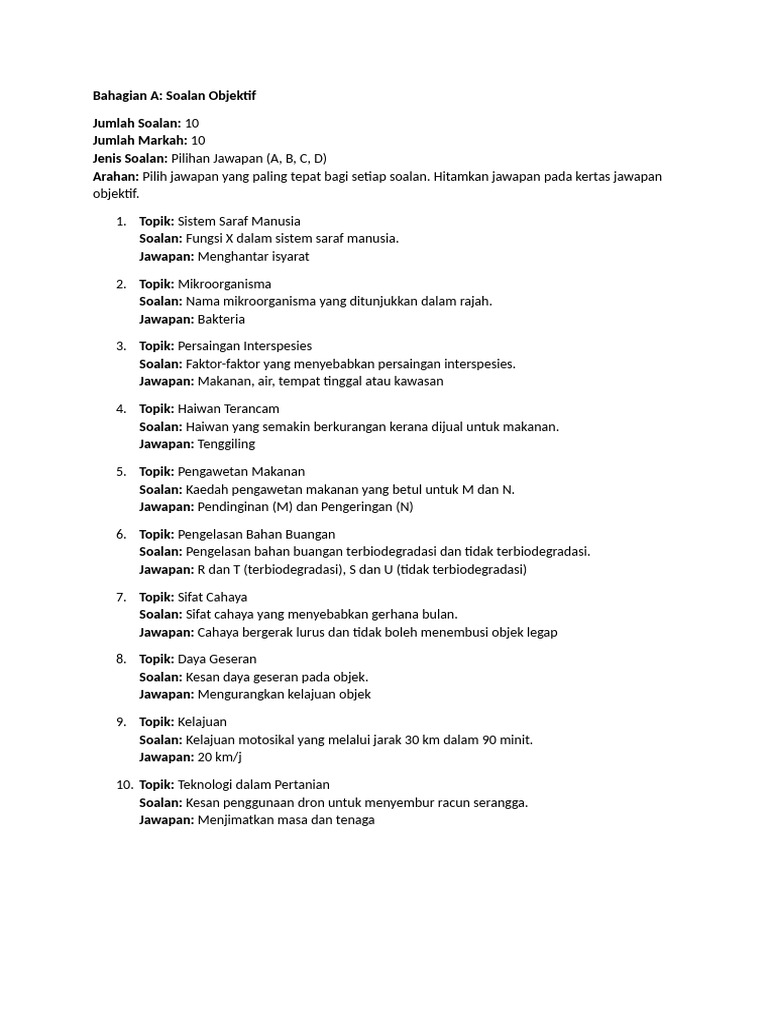 JSI Sains THN 6 | PDF