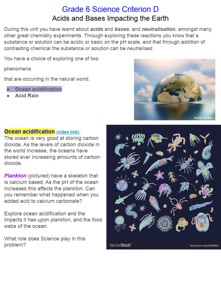 Hannahs Copy of Acid and Base MYP1 Criterion D | PDF | Ocean Acidification | Oceans
