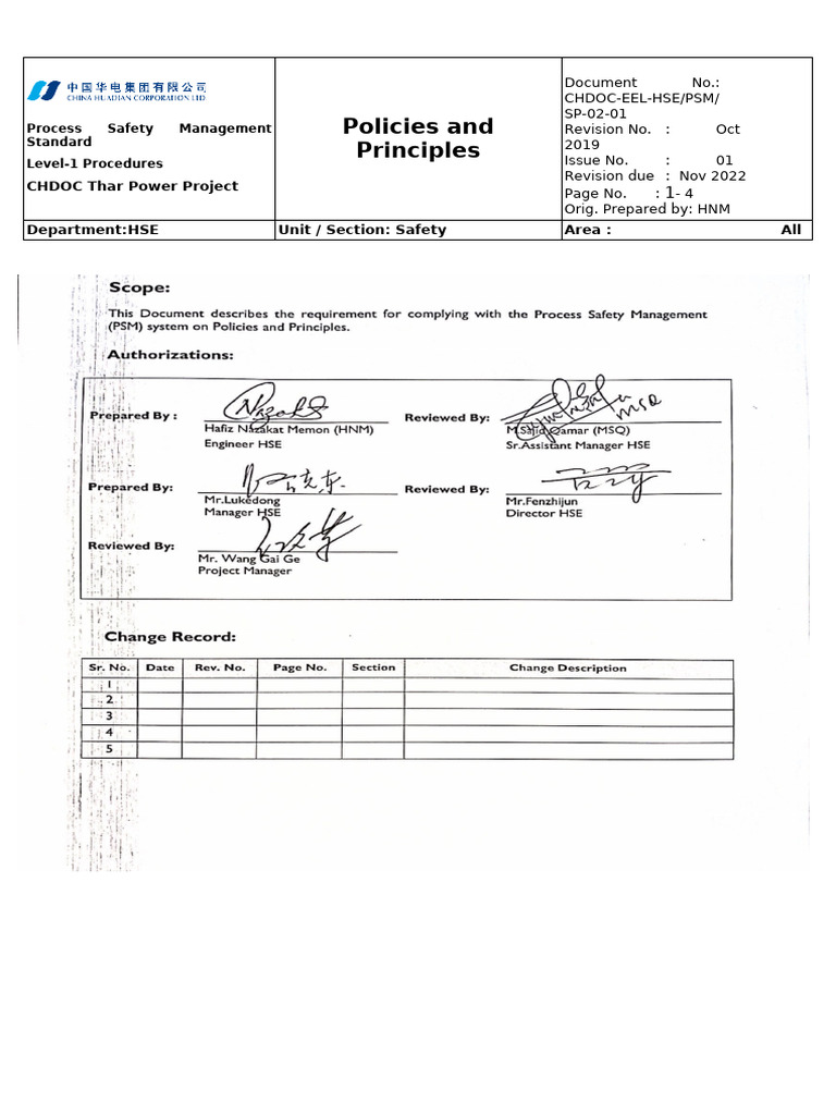 PSM 02 - Policies and Principles (Level 1 Document) | PDF | Safety | Policy