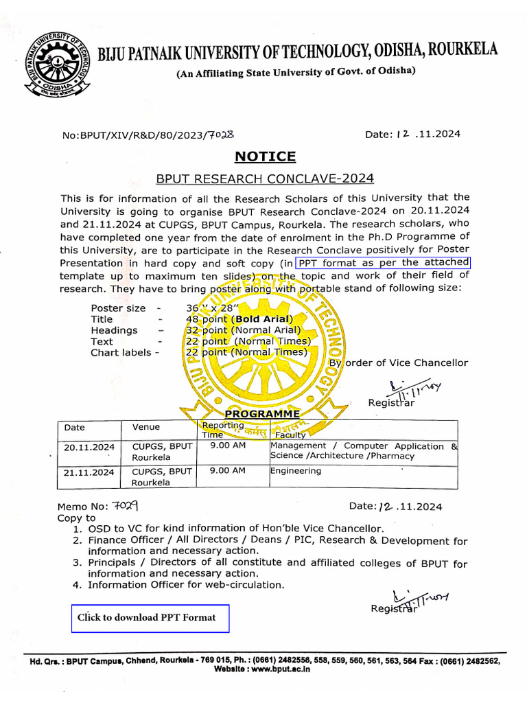 BPUT Research Conclave - 2024 | PDF