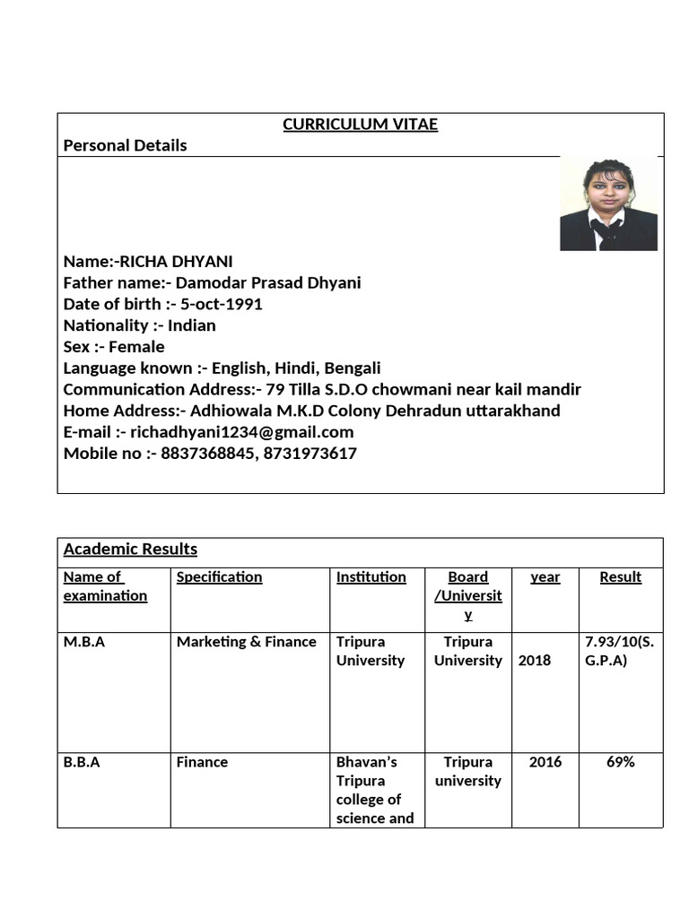 Richa Dhyani CV | PDF