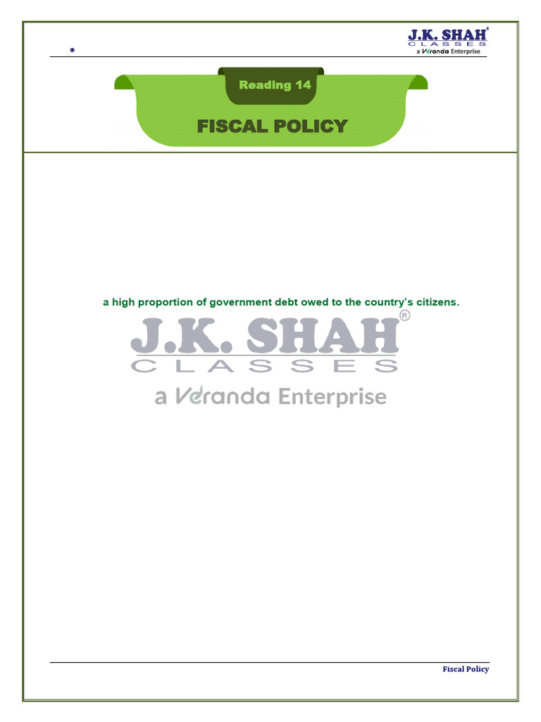 Reading 14 Fiscal Policy Ans 1 | PDF | Fiscal Policy | Deficit Spending