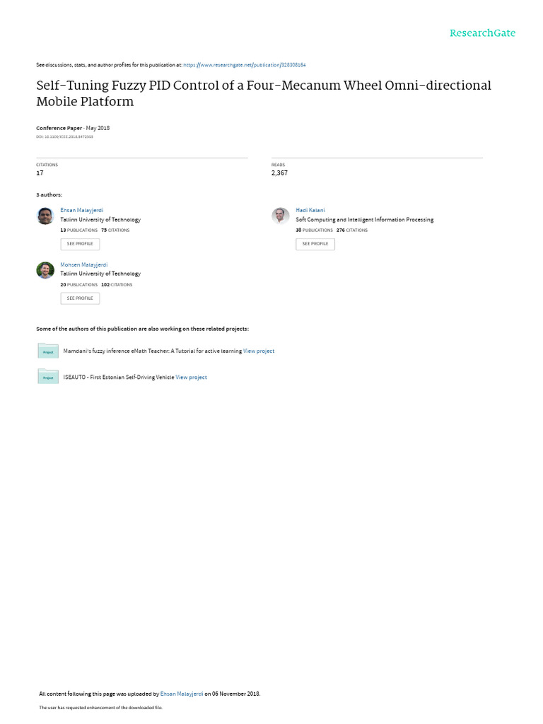 2-Self-Tuning Fuzzy PID Control of A Four-Mecanum Wheel Omni-Directional Mobile Platform | PDF ...