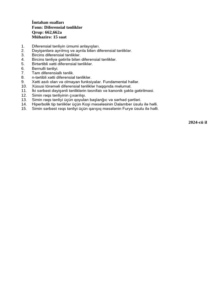662, 662a Diferensial Tənliklər | PDF