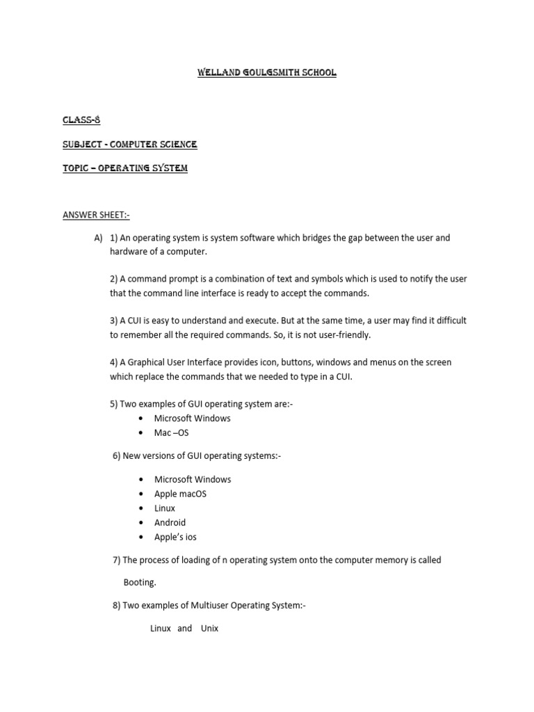 Operating System Class 8 | PDF | Operating System | Graphical User ... Operating System Class 8 | PDF | Operating System | Graphical User ...