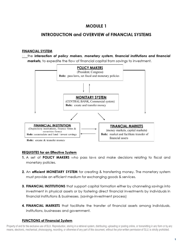 Module 1 INTRO To Financial System | PDF | Investing | Expense