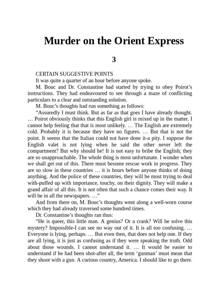 Murder On The Orient Express (Agatha Christie) - British Strange People | PDF