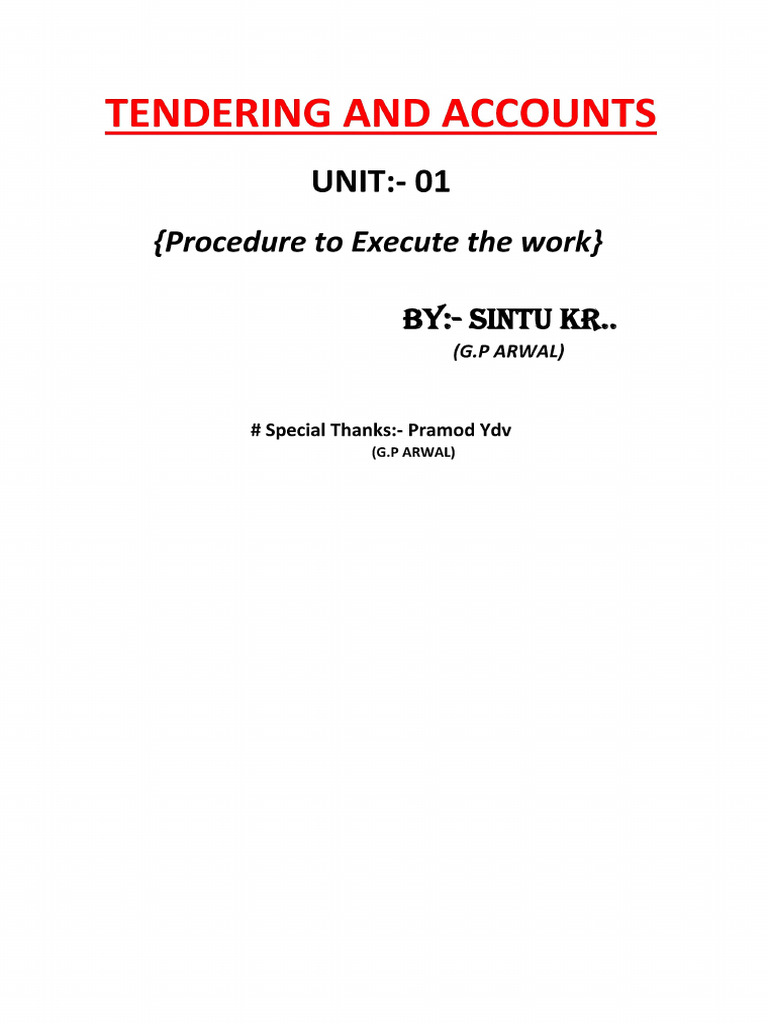 Tendering Unit 1 (JRS) | PDF