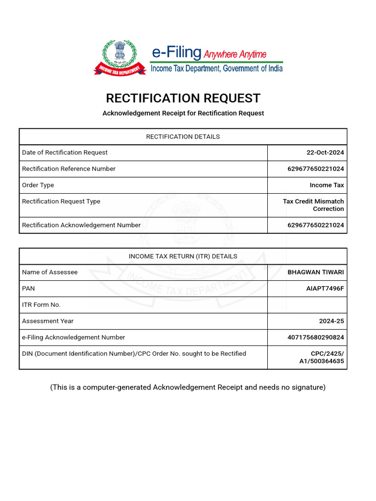 Rectification ARN | PDF