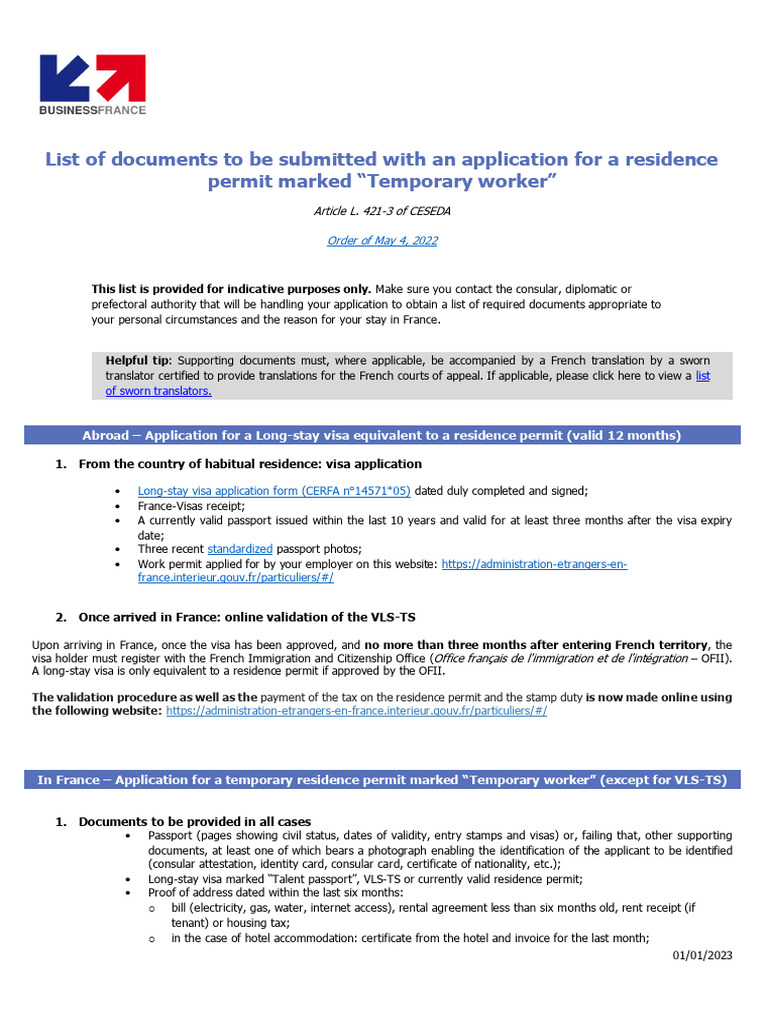 List of Documents VLS TS Temporary Worker | PDF | Travel Visa | Identity Document