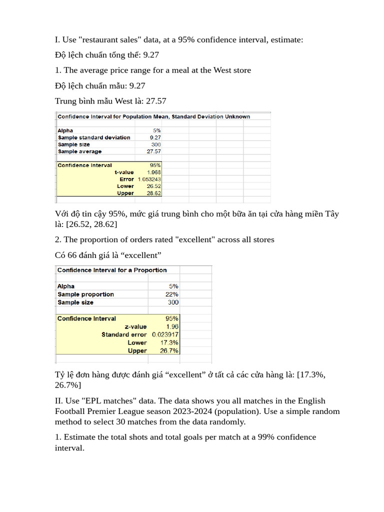 Exercise 2' Interval Estimation | PDF