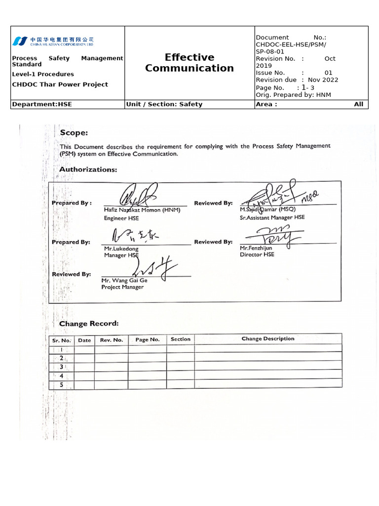PSM 08 - Effective Communication (Level 1 Document) | PDF | Safety