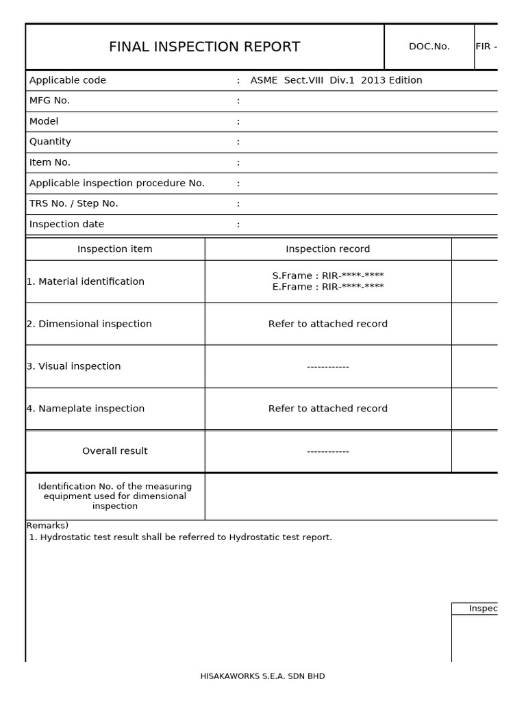 (9-4) Final Inspection Report | PDF
