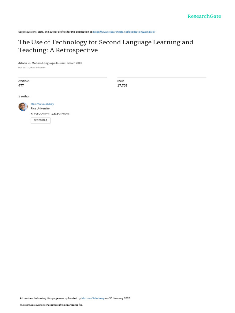 The Use of Technology For Second Language Learning | PDF | Fluency ...