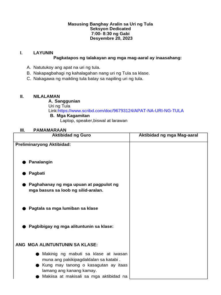Lesson Plan Barayti NG Wika | PDF