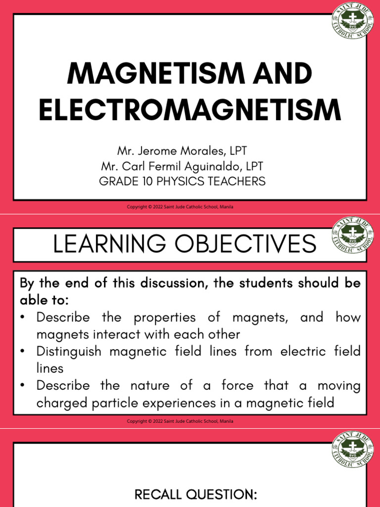 Lesson 25 - Magnetism and Electromagnetism 2 | PDF | Magnetic Field ...