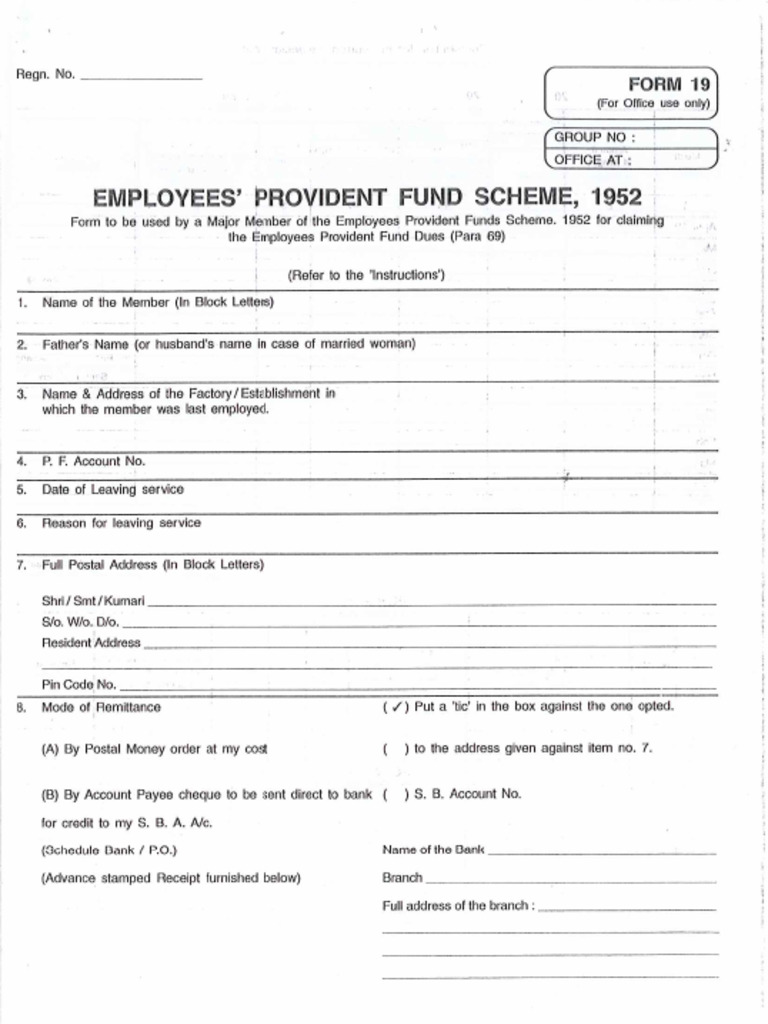 19 Form Withdrawl | PDF