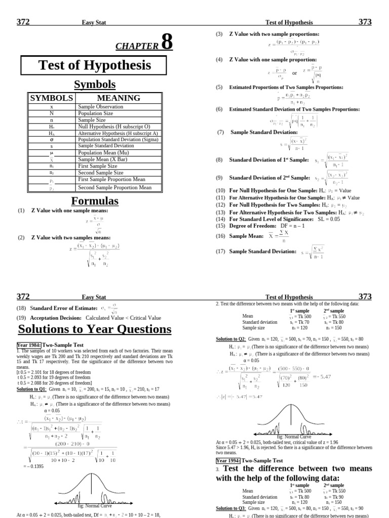 8 Hypothesis | PDF | Standard Deviation | Sample Size Determination