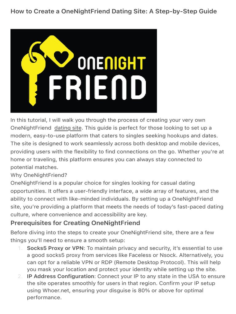 How To Create A OneNightFriend Dating Site A Step-By-Step Guide | PDF ...