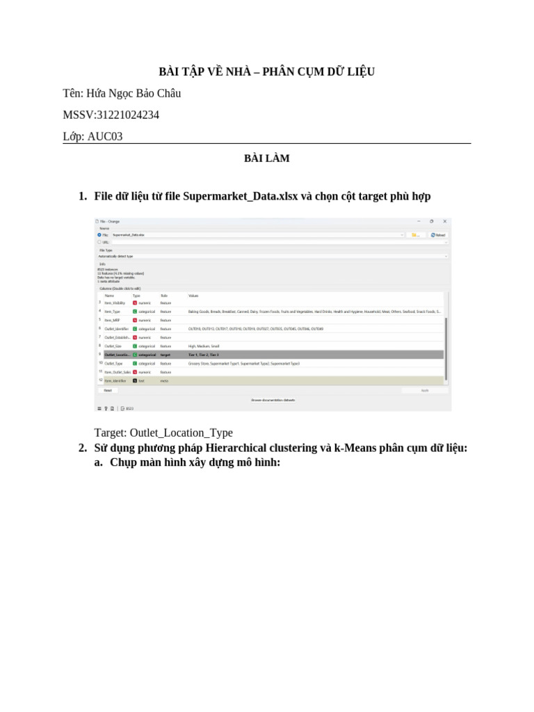 BTVN - Phân Cụm Dữ Liệu | PDF