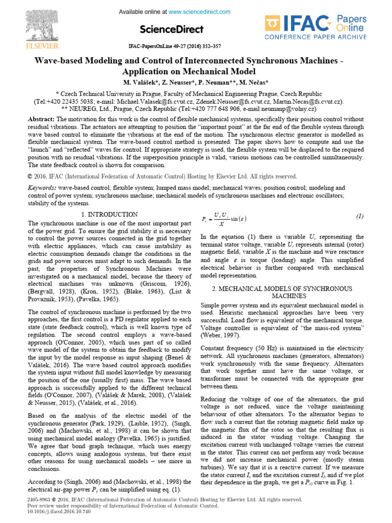 Wave Based Modeling and Control of Interconnected Synchronou - 2016 ...