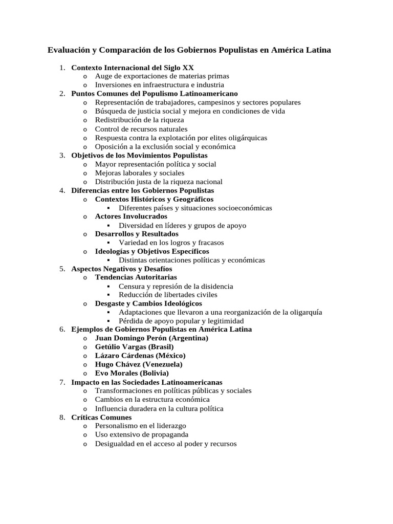 5.evaluación y Comparación de Los Gobiernos Populistas en América ...