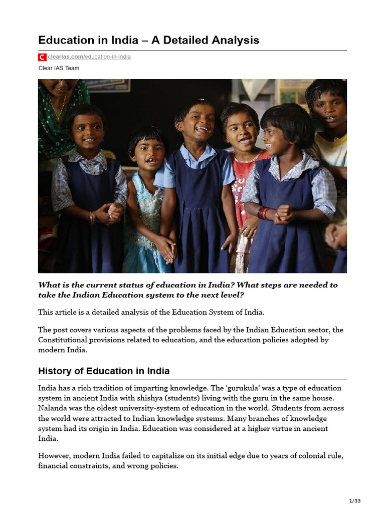 Education System Analysis in India | PDF | Vocational Education