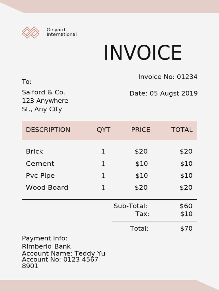 Peach Minimalist Invoice | PDF