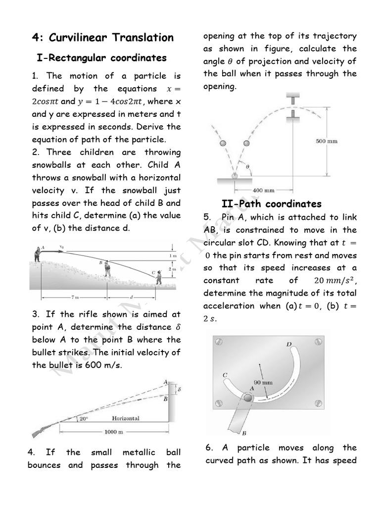 Curvilinear Translation | PDF | Acceleration | Velocity